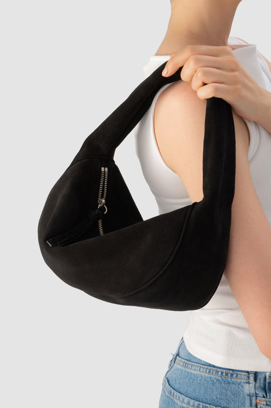 Cush Black Suede Leather Shoulder Bag – BY FAR